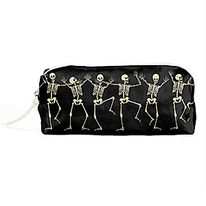 Bag Pen Case Pouch Box Organizer for Teen Girls Boys School Students Men Women Waterproof Zipper Pouch for Office Supplies Makeup, Funny Halloween Skeleton Decor