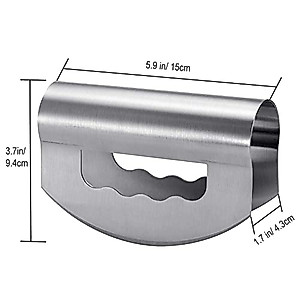 Salad Knife Chopper with Protective Cover - Stainless Steel Salad Cutter, Double Blade Chopping Knife, Mezzaluna Salad Chopper for Salad and Vegetable Mincing