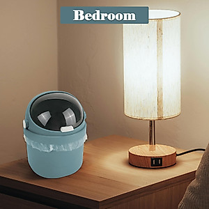 UOIXPUHUO Mini Trash Can with Flip Lid, Cute Desktop Garbage Can with 100 Trash Bags, Tiny Wastebasket Trash Can for Car, Home, Office, Kitchen, Tabletop, Bedroom, Bathroom (Blue)