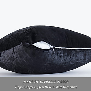 GIGIZAZA Decorative Throw Pillow Covers 18 x 18,Gold Black Soft, Set of 4 Square Velvet Cushion Covers