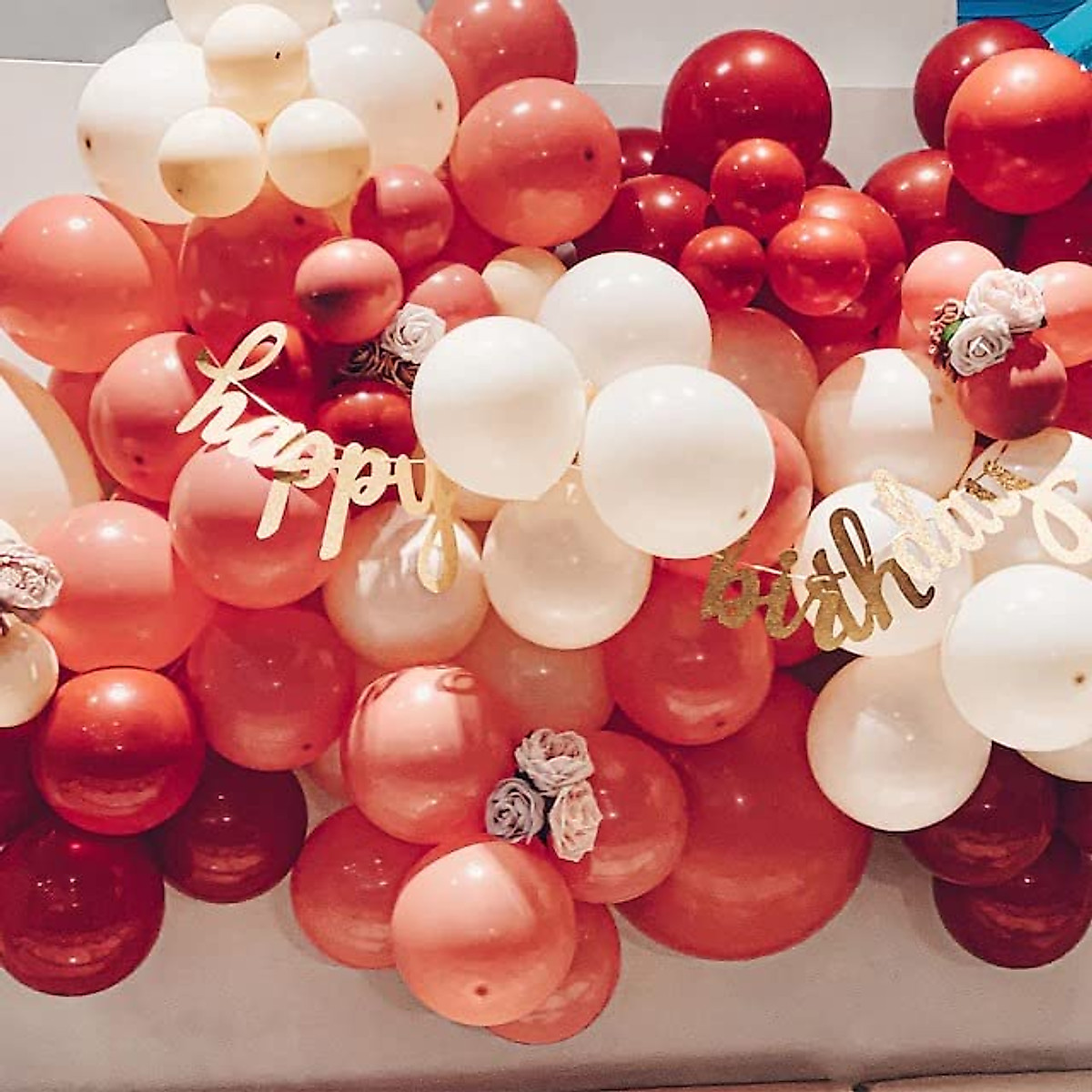Pink Balloon Arch Kit - 132pcs Pink Gold Red Balloon Garland Kit White Dusty Pink Balloons for Wedding Bridal Shower Birthday Baby Shower Party Decorations