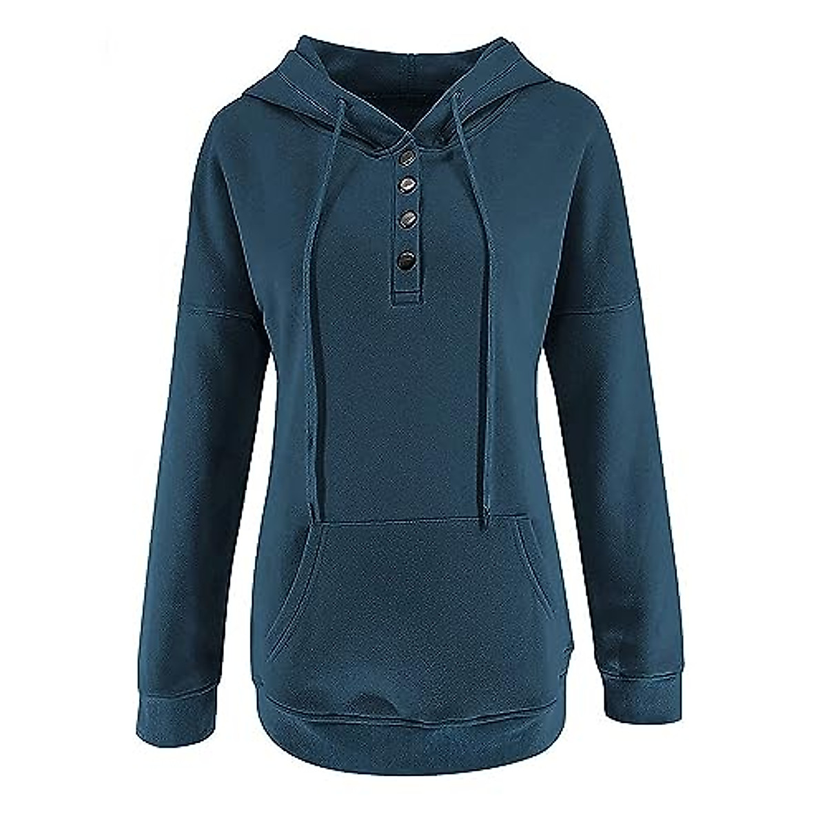 DESKABLY Womens Fashion Hoodie 2023 Button Collar Pullover Drawstring Hooded Sweatshirt Casual Long Sleeve Tops Fall Clothes
