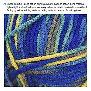 uxcell Cotton Blend Yarn, 5 Pack of 50g/1.76oz Soft Crochet Craft Yarns for Knitting and Crocheting Craft Projects, Blue-Yellow