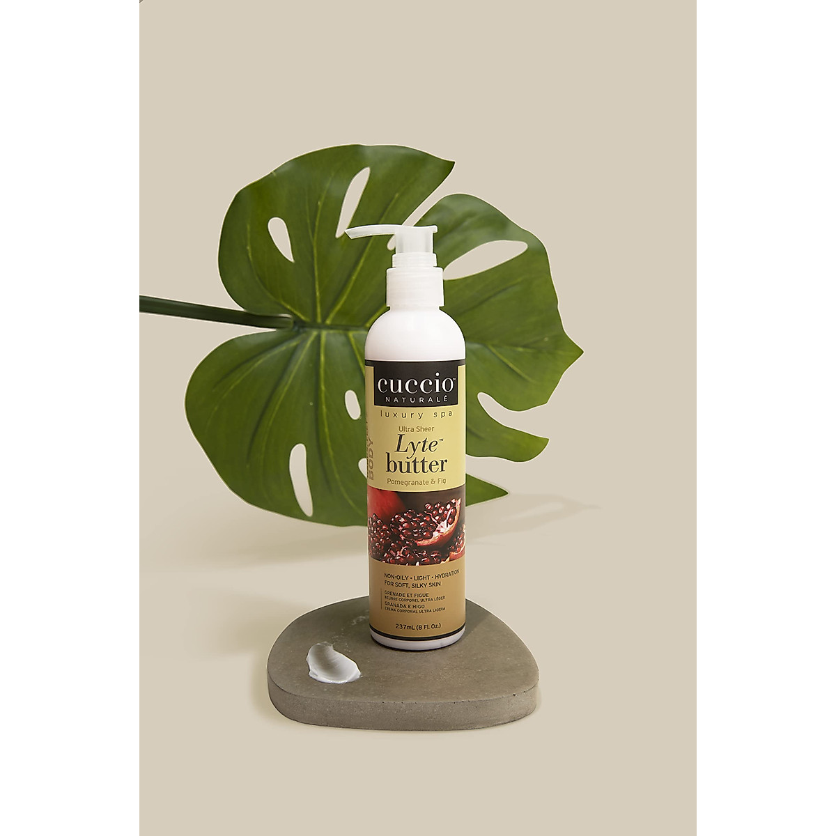 Cuccio Naturale Lyte Ultra-Sheer Body Butter - Replenishing Scented Moisturizer Cream - Deep Hydration To Repair Dry Skin - All Natural, Cruelty-Free Formula - Pomegranate And Fig - 8 Oz