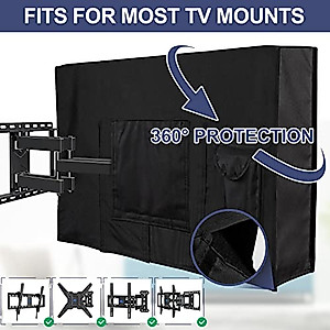 Mounting Dream Outdoor TV Cover Weatherproof with Bottom Cover for 30-32 inch TV, Waterproof and Dustproof TV Screen Protectors with Remote Control Pocket for Outside LED, LCD, OLED Flat Screen TVs