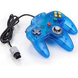 KIWITATA Classic N64 Controller, Retro N64 Wired Game Pad Joystick Remote Controller for N64 System Video Games Console Clear Blue