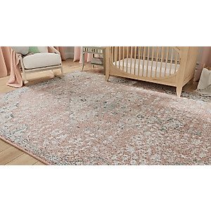 Rugs America Harper HY50B Pink Amaranth Transitional Vintage Non-Shedding Living Room Bedroom Nursery Dining Home Office Area Rug, 4'0"x6'0" Oval