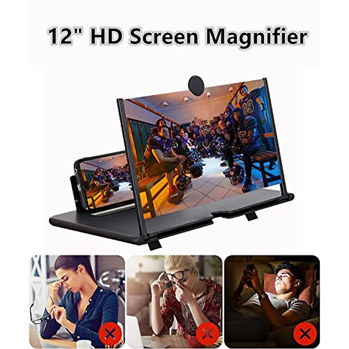 Screen Magnifier for Cell Phone 24 inch Smart Phones Stand Foldable Cell Games Enlarger Movie Video Portable Projector Amplifier,black-24 inch