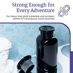 Infinity Jars Round jar Black Ultraviolet Glass Refillable Empty Apothecary Jar 250 ml (8.4 Fl oz) with Airtight Glass Lid for Tea, Spices, Dried Goods, Herb Storage | Smell Proof Jar 3-Pack