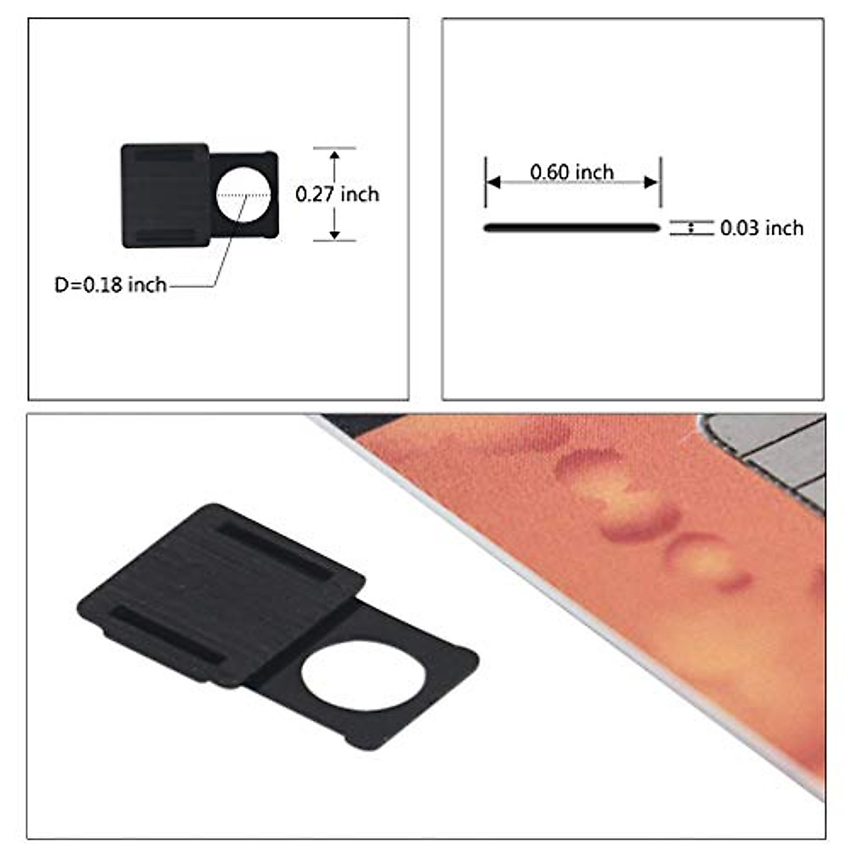 ALXCD Webcam Slider Cover for Laptop, 3 Pcs Ultra Thin 0.03 inch Plastic Slider Cover for Computer Laptop Mac Web Camera (Black)