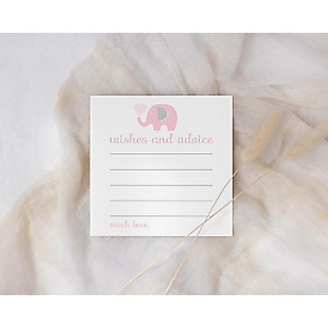 Pink Elephant Advice Cards, 25 Pack - Fun Baby Shower Game, Best Wishes Graduation Congratulations New Parents Advice Guest Book Alternative Birthday Time Capsule Cute Party Ideas