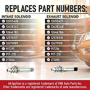 Intake and Exhaust Camshaft Position Actuator Solenoid Valve Kit, Replaces 12655420, 12655421, Compatible with Chevy, GMC 2.0, 2.2, 2.4L - HHR, Cobalt,Equinox, Malibu, G6 and other GM Vehicles