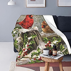 Cardinal Blanket, Cardinal Throw Blankets with Cardinal Bird Throw Blanket Gifts for Boys Girls Adults Bird Lovers Soft Fluffy Flannel Fleece Blanket for Bed Couch(Cardinal Blanket, 60"x50")