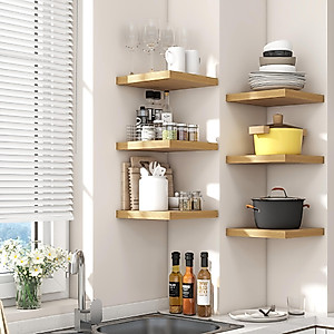 Floating Shelves for Wall, 3 Small Wall Mounted Shelves with Invisible Brackets, Square Wood Floating Wall Shelf Shelves for Living Room, Bedroom, Kitchen, Bathroom Decor (Oak, 12" W x 12" D x 1.3" H)