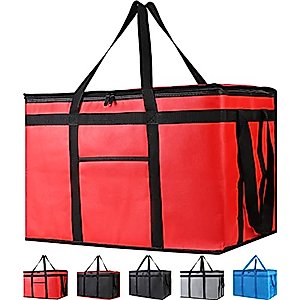 Bodaon Insulated Food Delivery Bag, XXX-Large Insulated Pizza Delivery Bags, Insulated Grocery Bags, Cooler Bag, Red, 1-Pack