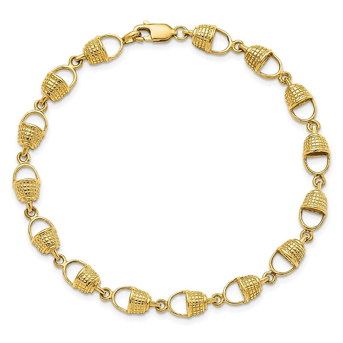 14k Yellow Gold Nantucket Basket Bracelet Fine Jewelry For Women Gifts For Her, 7.25"