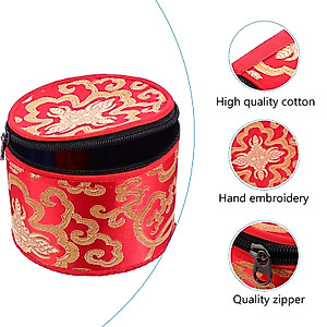 Tibetan Singing Bowl Bag Zipper Buddhist Meditation Bowl Tote Holder Portable Travel Outdoor Chanting Bowl Storage Case 12X9.5CM (Random Color)