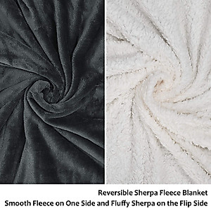 Catalonia Charcoal Grey Sherpa Throw Blanket, Fluffy Plush Fleece Couch Blanket, Super Soft Fuzzy Blanket, Comfy Warm Throws, Comfort Caring Gift, 50x60 inches