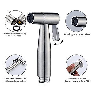 Bidet Sprayer for Toilet,Stainless Steel Handheld Bidet Shattaf Toilet Spray,Baby Cloth Diaper Sprayer Kit, Bathroom Toilet Bidet Attachment Set for Bathing Pets Feminine Hygiene