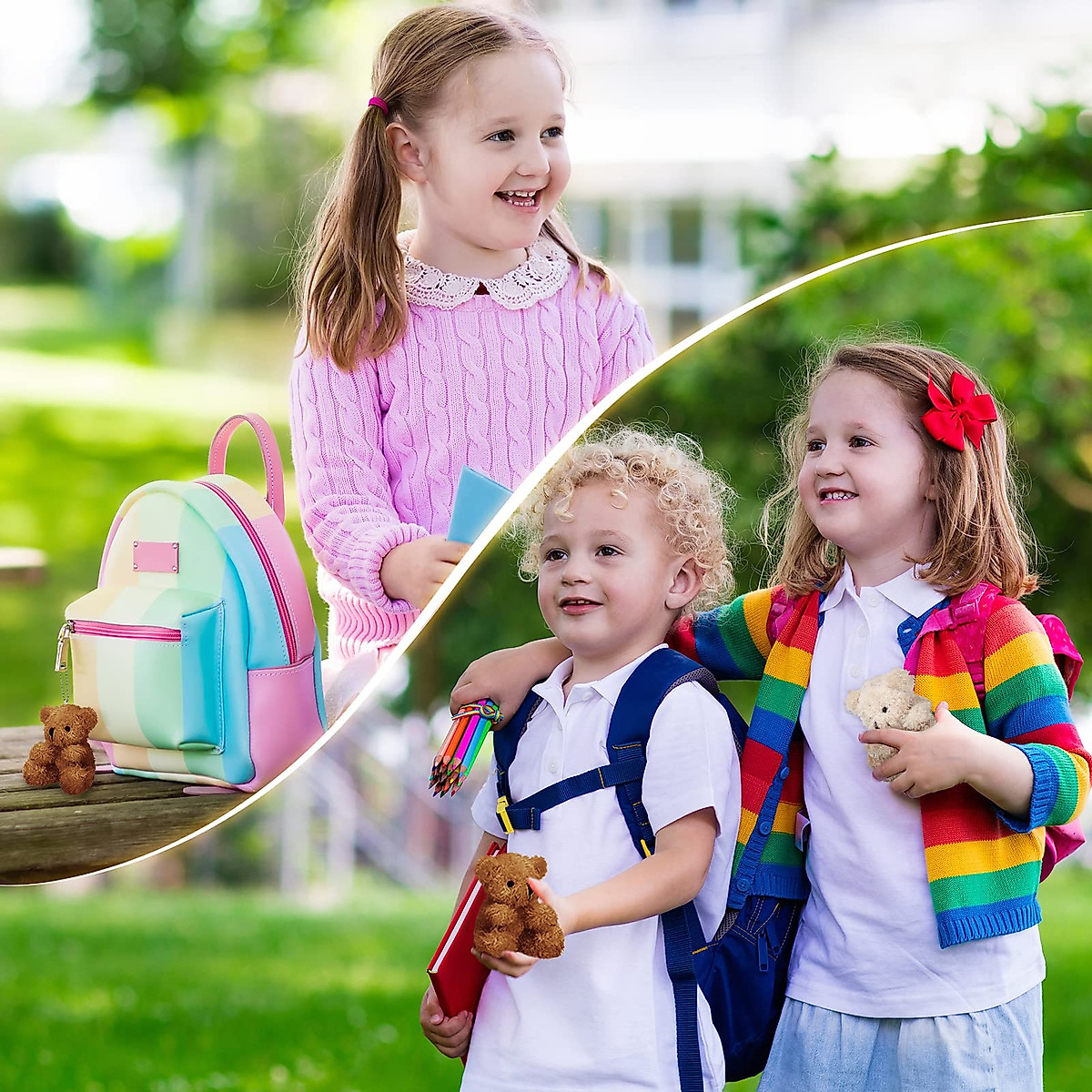 Threan 8 Pcs Mini Plush Bears 4'' Small Bear Bulk Stuffed Animal Toys Tiny Soft Bear Doll Present Stuffers for Keychain Baby Shower Party Favors Supplies(Brown, Apricot)