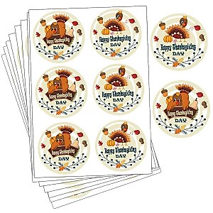 Thanksgiving Party Stickers Funny Turkey Design Stickers, 2 Inch Turkey Time Thank You Sticker Labels Great for Party Favors, Envelope Seals & Goodie Bags (210 Pcs)