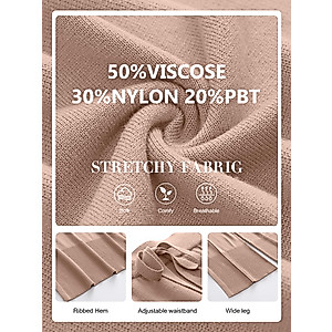 ANRABESS Womens 2 Piece Outfits Oversized Knit Sweater Set Wide Leg Pant Cozy Lounge Matching Pajama Sets 2024 Trendy Clothes Deep Apricot X-large