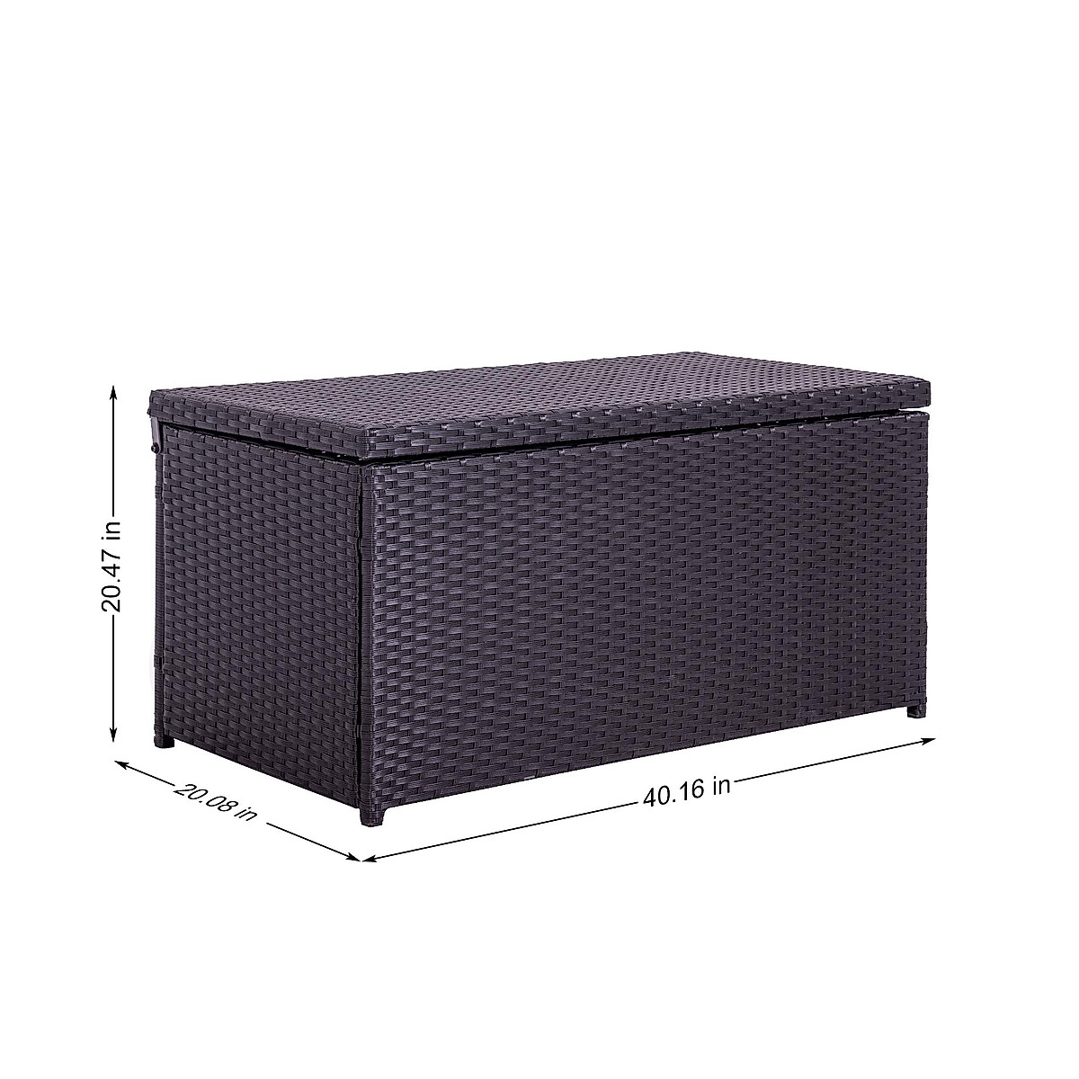 Aura Outdoor Patio Pool Wicker Storage Box, 70 Gallon Outdoor Cushion Storage Container, Outdoor Storage Bin for Cushins, Garden Supplies - PE Wicker Rattan, Aluminum, Black