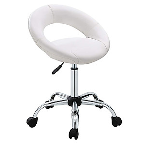 Duhome Adjustable Swivel Work Stool Task Chairs,White Massage Salon Home Office Facial Spa Medical Chair Stool Backrest Cushion & Wheels