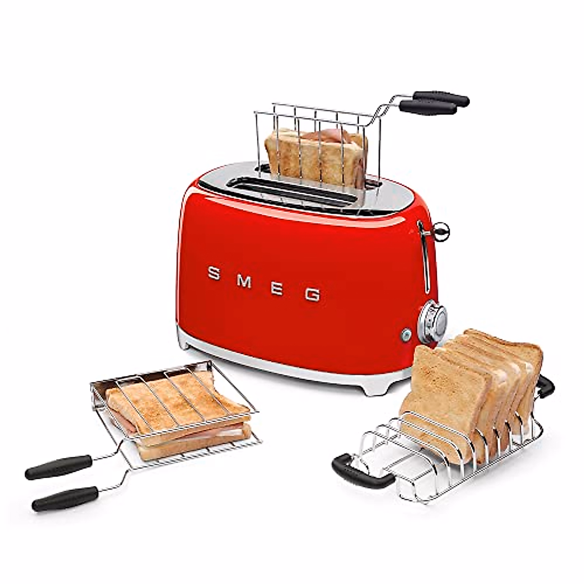 Smeg Red 2 Slick 2 Slice Toaster, Medium