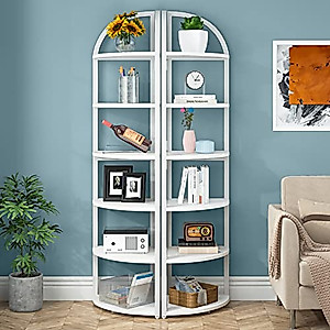 Tribesigns Corner Shelf, Tall Corner Bookshelf for Small Space, Rustic Plant Stand Display Rack for Living Room, Home Office, Kitchen