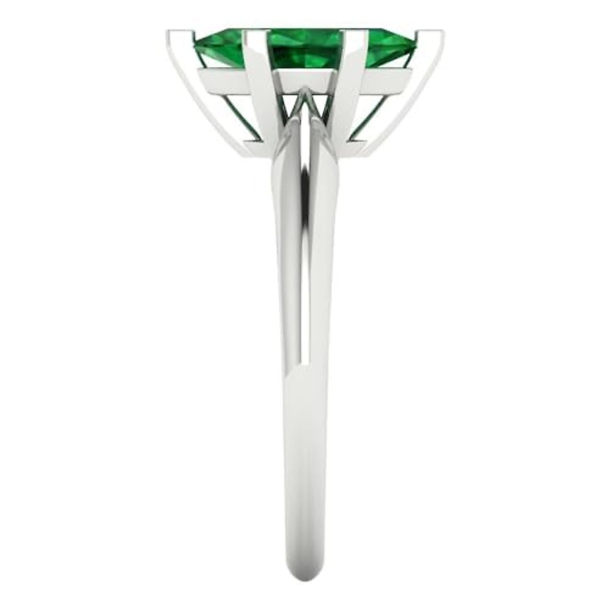 Clara Pucci 1.0 ct Marquise Cut Solitaire Simulated Emerald Engagement Wedding Bridal Promise Anniversary Ring 18K White Gold Size 8.5