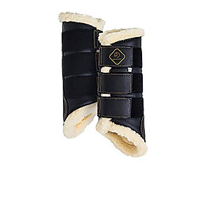 Kavallerie Dressage Horses Boots: Fleece-Lined Faux Leather Woof Brushing Boots for Training, Jumping, Riding, Eventing - Quick Wear for Breathable, Lightweight & Impact-Absorbing Wrap, XL