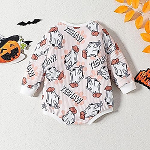 Halloween Outfit Infant Baby Girl Boy Romper Oversized Waffle Knit Sweater Bodysuit Pullover Baby Pumpkin Romper