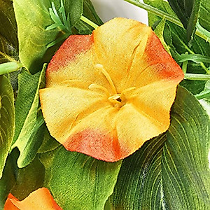 MARTINE MALL Morning Glory Flower Vine 15Feet Artificial Flower Vines Morning Glory Hanging Plant Fake Hanging Vine Flowers Hanging Plants Silk Garland for Wall Stairway Home Decor Yellow, 2 Pcs