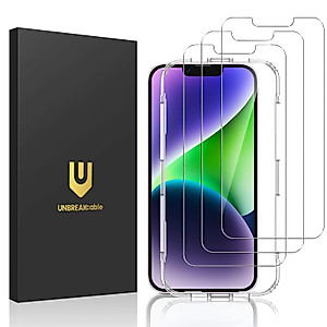 UNBREAKcable 3-Pack Screen Protector for iPhone 14, Double Shatterproof Tempered Glass [Easy Installation Frame] [9H Hardness] [99.99% HD Clear] [Case Friendly] for iPhone 6.1 inch