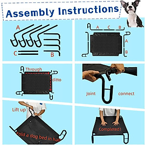 grageoo Outdoor Elevated Dog Bed,Cooling Raised Dog Cot Bed for Large Dogs,Pet Bed Waterproof with Stable Frame,Breathable Recyclable Mesh,Up to 85 lbs,Black