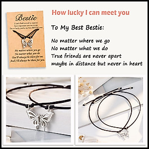 Tarsus Best Friend Bracelets 2 Matching Friendship Bracelets for BFF Butterfly Bracelet Gifts for Women Girls