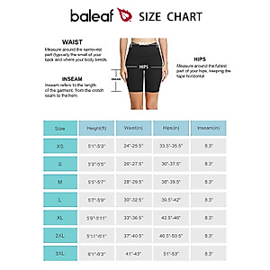 BALEAF Biker Shorts Women Yoga Gym Workout Spandex Running Volleyball Tummy Control Compression Shorts with Pockets 8&quot; Black S