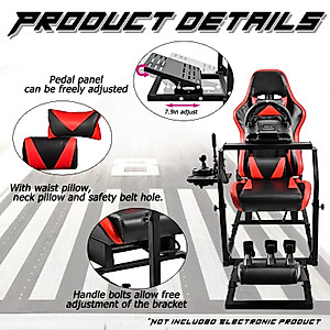 Anman Generic Racing Simulator Cockpit with Racing Seat fit for Logitech Fanatec Thrustmaster G27,G29,G920,T500RS,T300RS,Racing Wheel Stand Video Game fit for PC,PS4,Xbox,Wheel Shifter Pedals Without