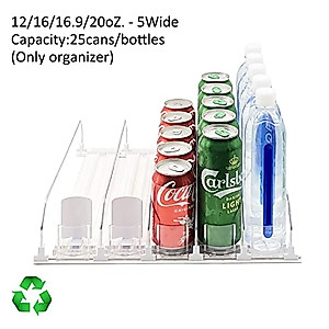 Drink Organizer for Fridge-White Automatic Pusher Glide,12oz 16oz 20oz-Soda Dispenser for Fridge-Holds up to 25 Cans