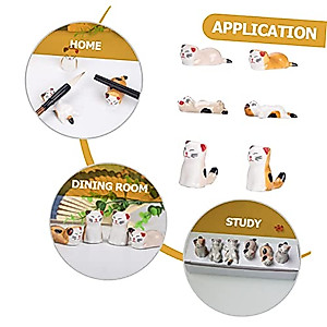 Ciieeo 6pcs Cat Chopstick Rest Chopstick Rack Pillow Ceramic Chopsticks Stand Tableware Holder Ceramic Rabbit Figurine Decorative Chopstick Rest Spoon Rest Holder Kitten Ceramics