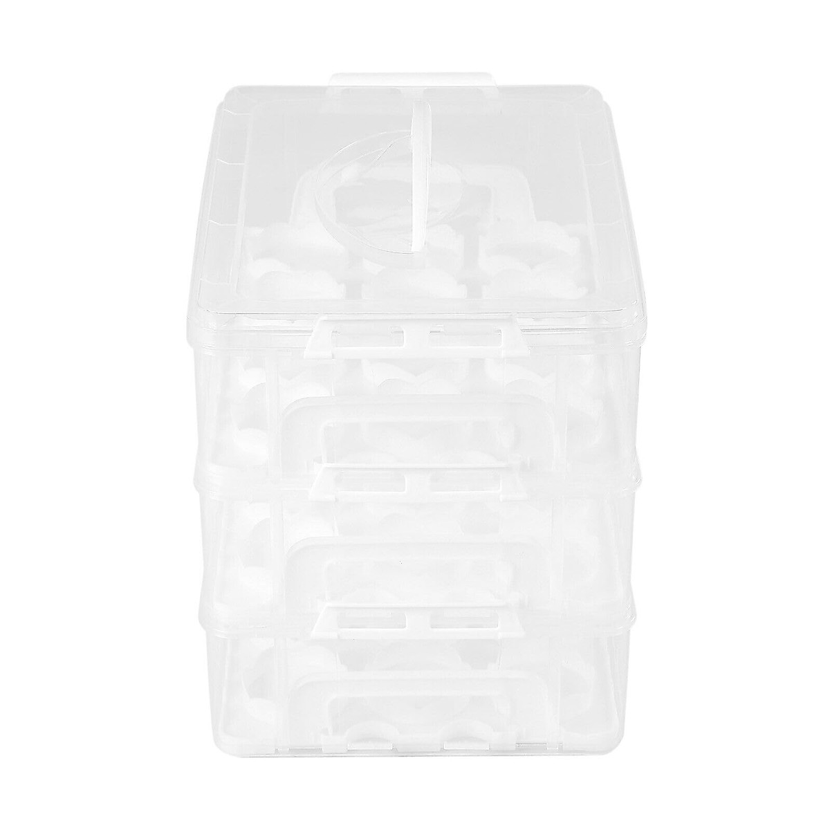 RENFANSHOP 3 Tier Cupcake Packing Box with Lid，Cupcake Muffin Carrier with Lid White Cakes Food Transporter Container Holds 36 Cupcakes or 3 Large Cakes Food with 3 Tier Stackable Layer Insert