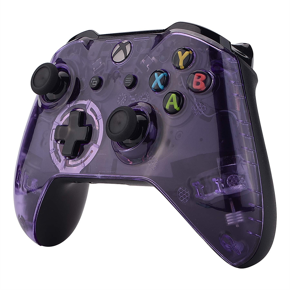 eXtremeRate Transparent Crystal Clear Atomic Purple Faceplate Cover for Xbox One Wireless Controller (Model 1708), Custom Case Front Housing Shell for Xbox One S X Controller - Controller NOT Included