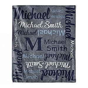 Personalized Baby Blankets for Boys, Custom Blanket with Name Flannel Toddler Throw Blanket Baby Essentials Personalized Gifts for Kids, Baby Newborn, Newmom, Adults