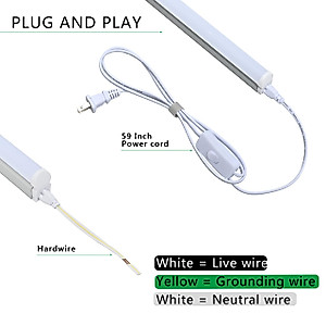 HOLDWILL 6 Pack T5 Integrated Single Fixture, 4FT 20W Linkable LED Shop Light Milky Cover,White Daylight 6500k 2200lm T5 Tube Lights for Garage Office Warehouse or Under Counter,Plug and Play