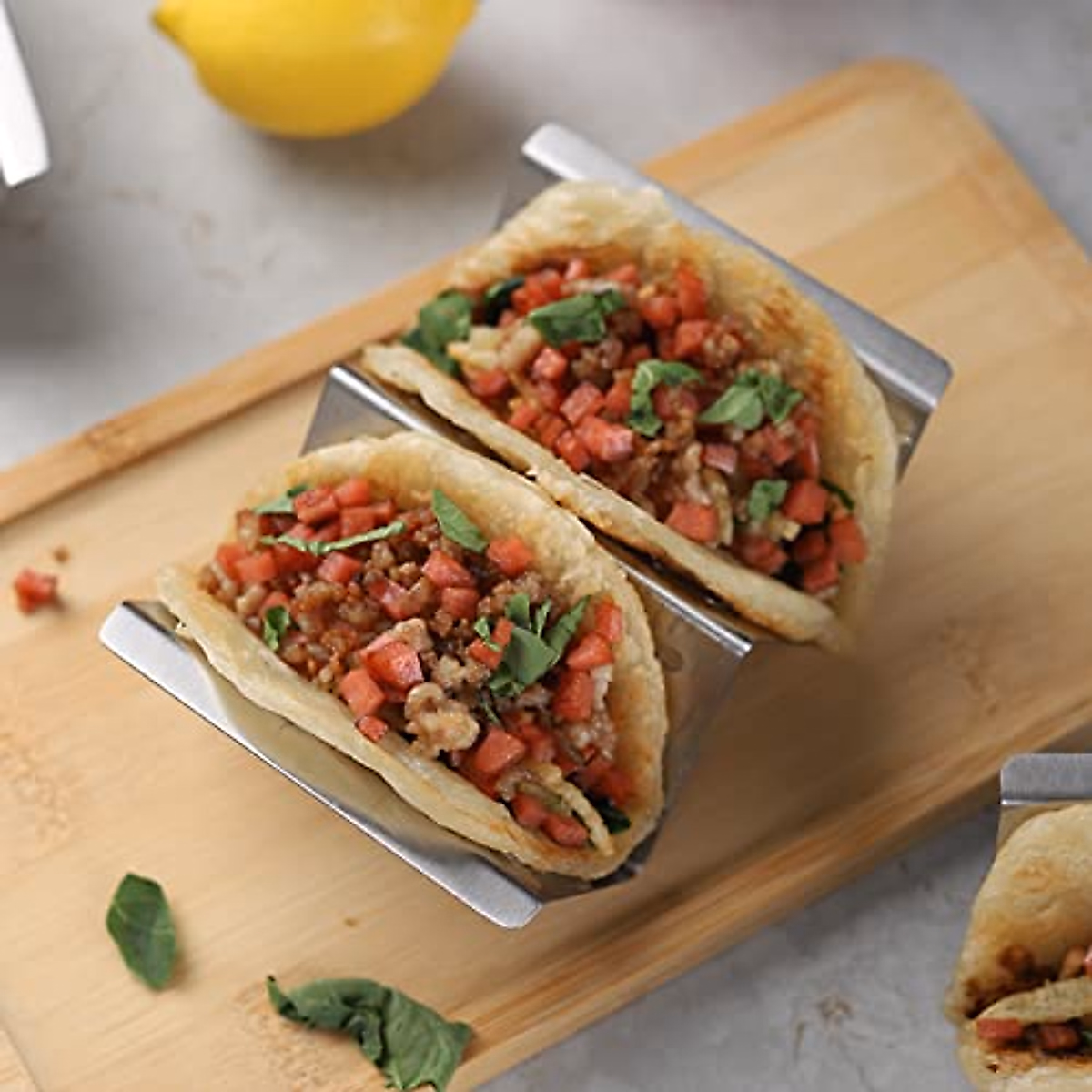 Taco Holders Stainless Steel Taco Holder Stands Set of 6 Each Taco Rack Holds 2 Soft & Hard Shell Tacos for Taco Rack, Taco Shell Holder, Taco Tray, Oven, Grill