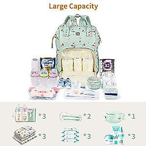 CAMILLEMMA Diaper Backpack for Mom Dad Baby Care, Maternity Nappy Baby Bags for Boys Girls Large Green