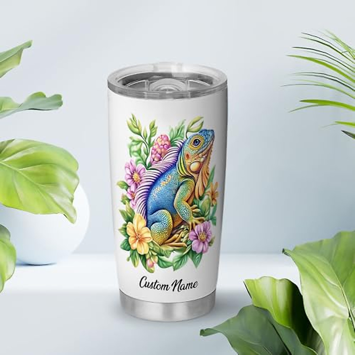 Green Iguana Gifts, Green Iguana Animal’s Name – Custom Cup for Animal Lovers, Gift for Women, Men, Boys, Girls, Gift for Birthdays & Christmas, 20oz Steel Coffee Cup fleGEt