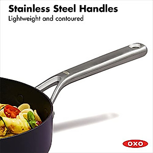 OXO Professional Hard Anodized PFAS-Free Nonstick, 5 Piece Cookware Pots and Pans Set, Induction, Diamond reinforced Coating, Dishwasher Safe, Oven Safe, Black