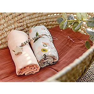 Little Jump 3 Pack Muslin Swaddle Blankets Solid Colors, Large 47 x 47 inches Muslin Blankets for Girls & Boys, Baby Receiving Swaddles, Newborn Gifts (Solid Floral)